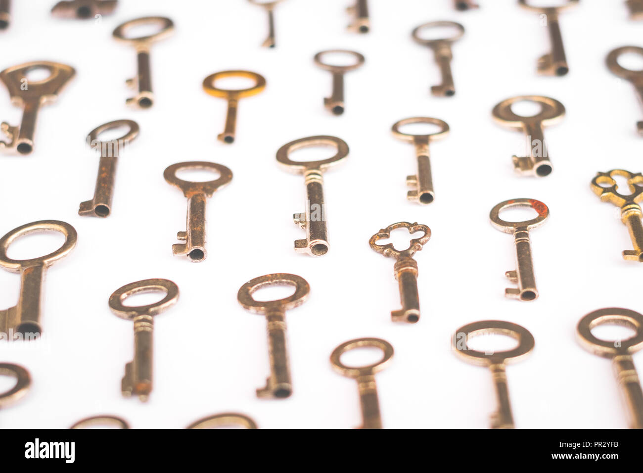 keys on white background - key pattern Stock Photo - Alamy