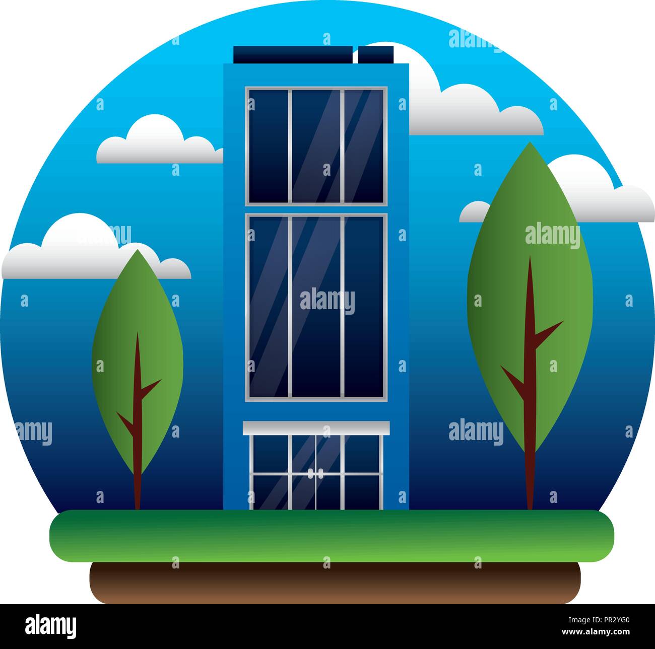 building outdoors facade exterior trees Stock Vector Image & Art - Alamy