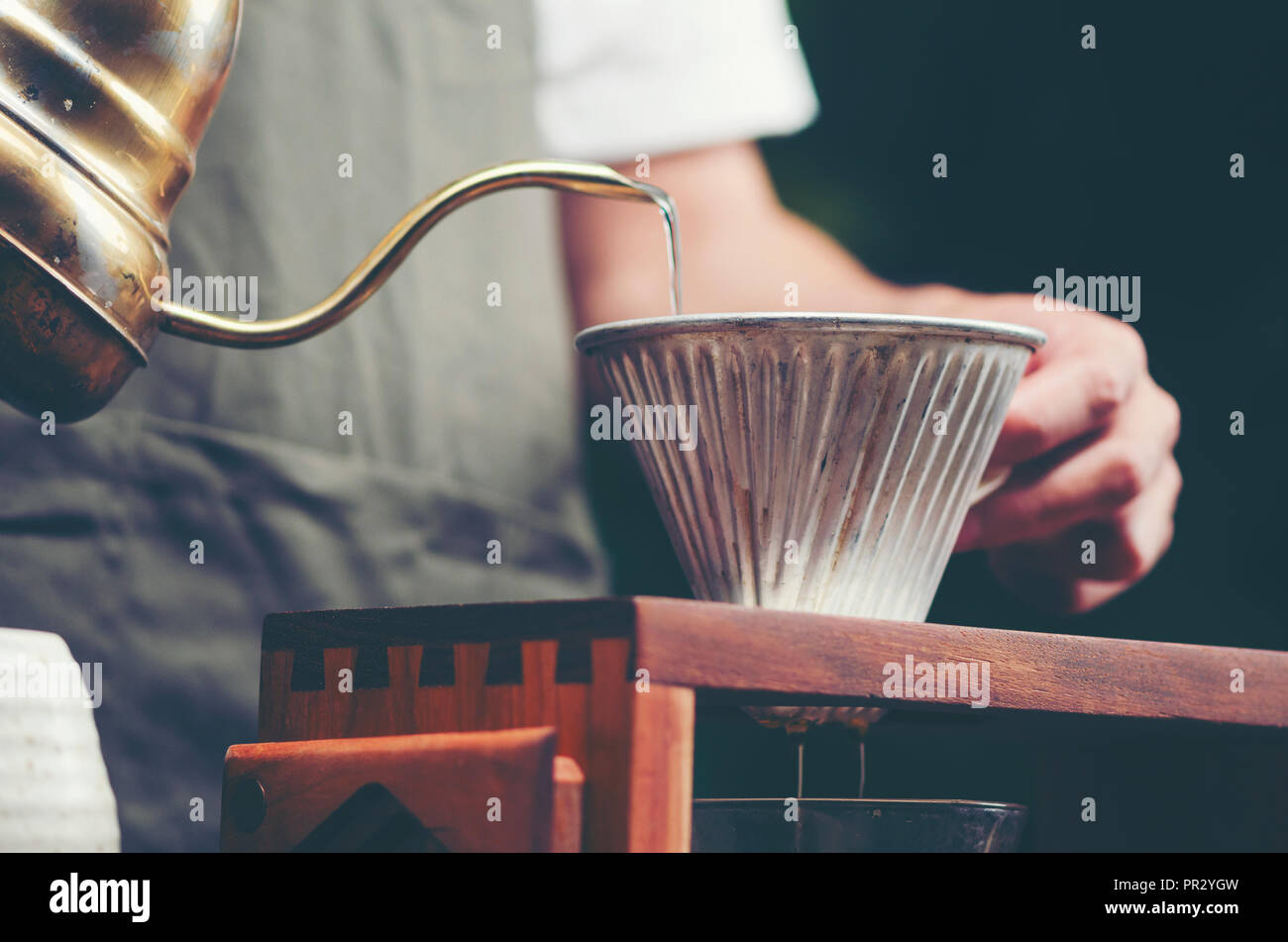 coffee dripping process, vintage filter image Stock Photo - Alamy