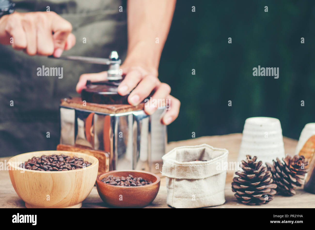 Smell of freshly grinded coffee Stock Photo - Alamy