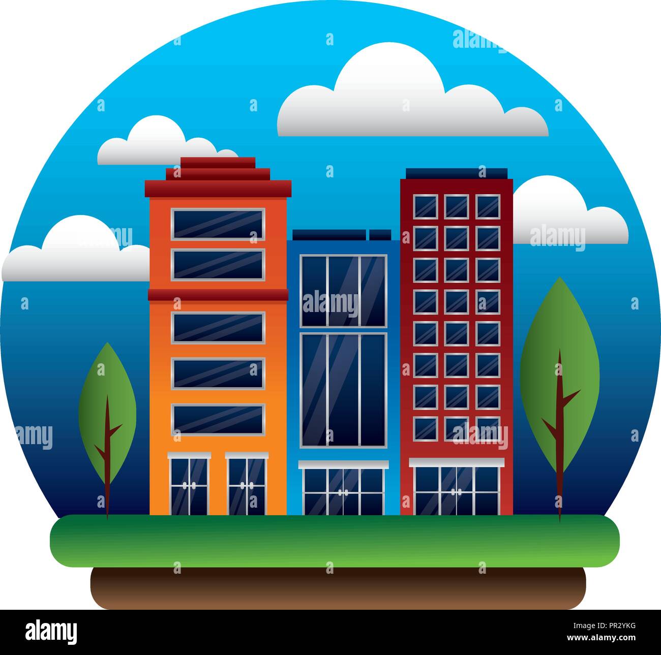 buildings architecture facade trees sky scene Stock Vector Image & Art ...
