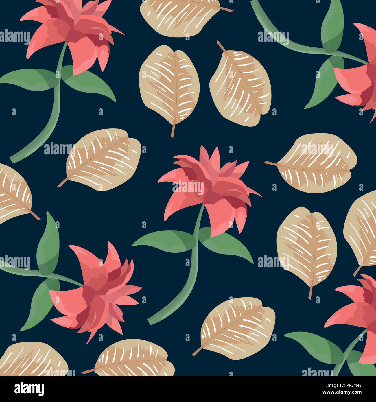 flowers floral nature foliage pattern vector illustration Stock Vector ...