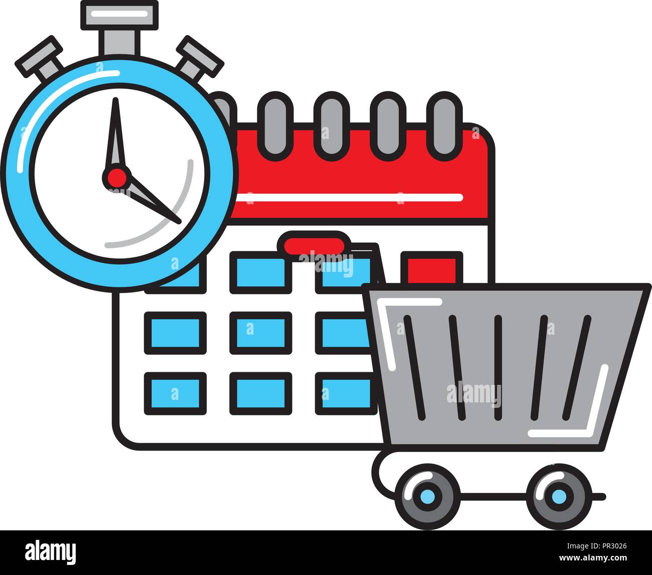 cart calendar clock time online shopping logistic Stock Vector Image ...
