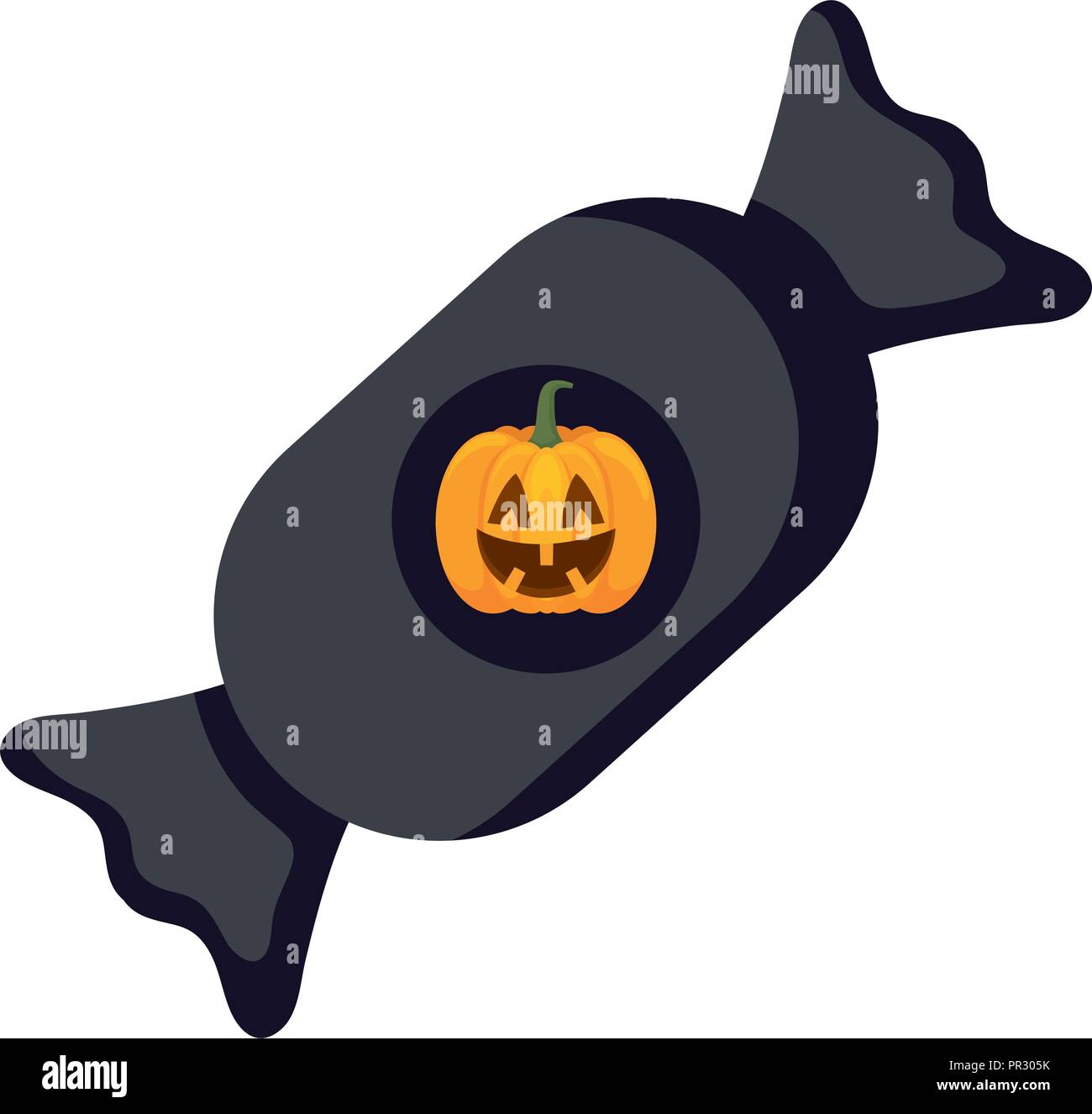 halloween candy with pumpkin icon over white background, vector ...