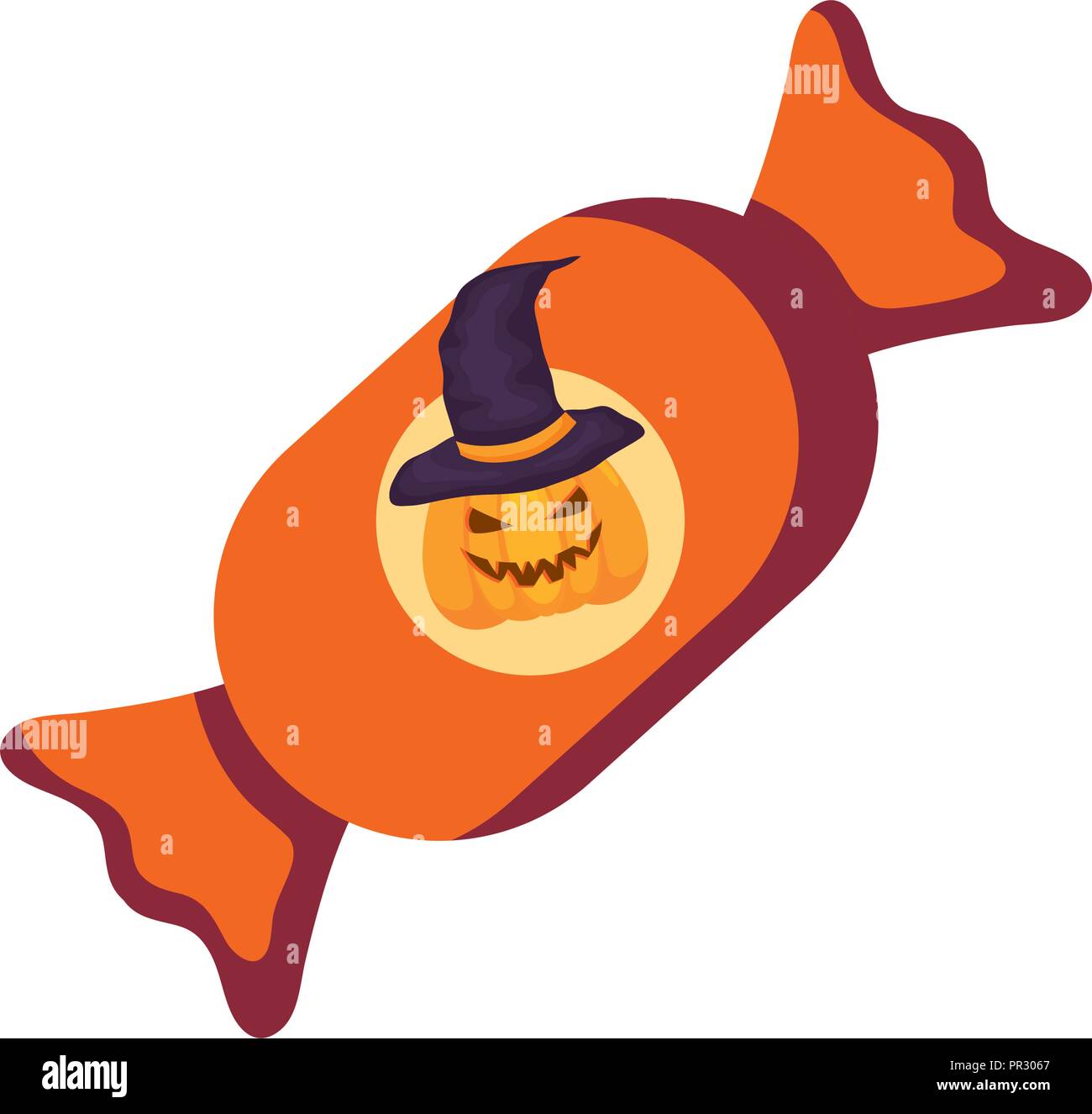 halloween candy with pumpkin icon over white background, vector ...