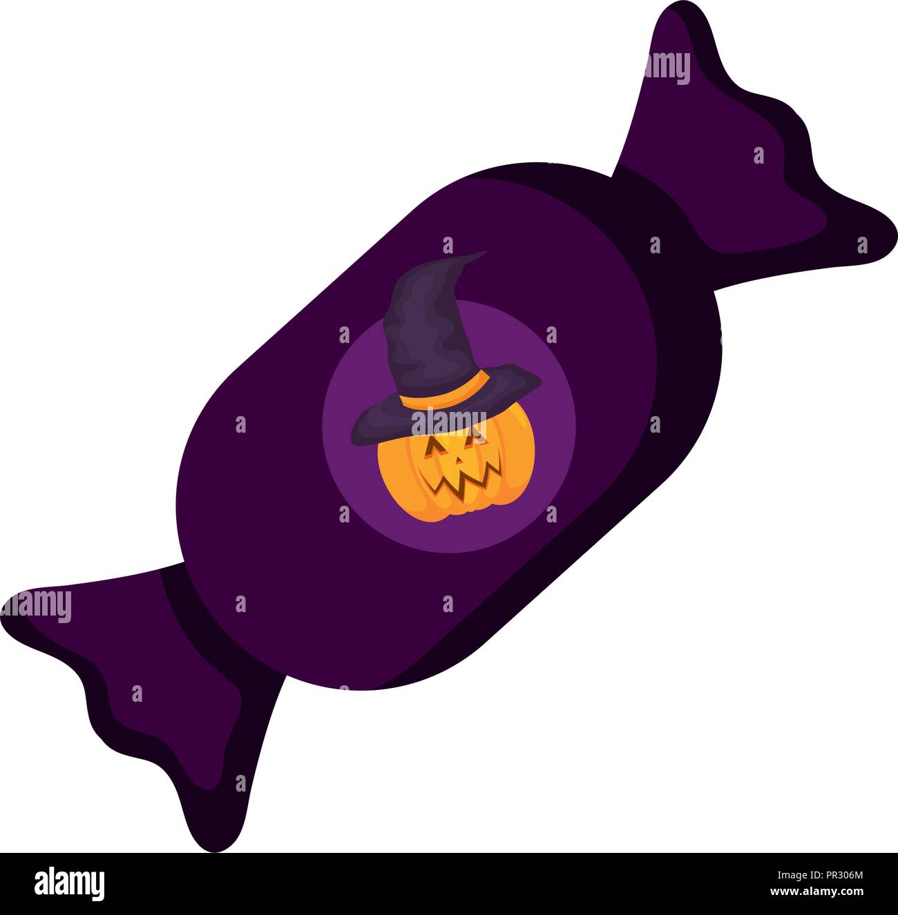 halloween candy with pumpkin icon over white background, vector ...