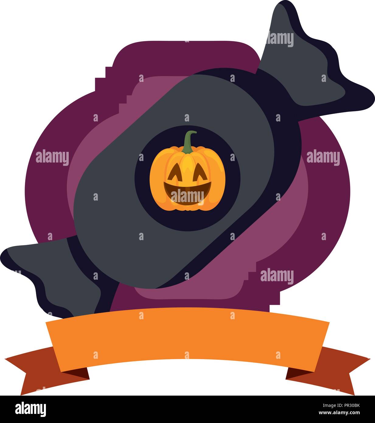 halloween candy with pumpkin icon over white background, vector ...