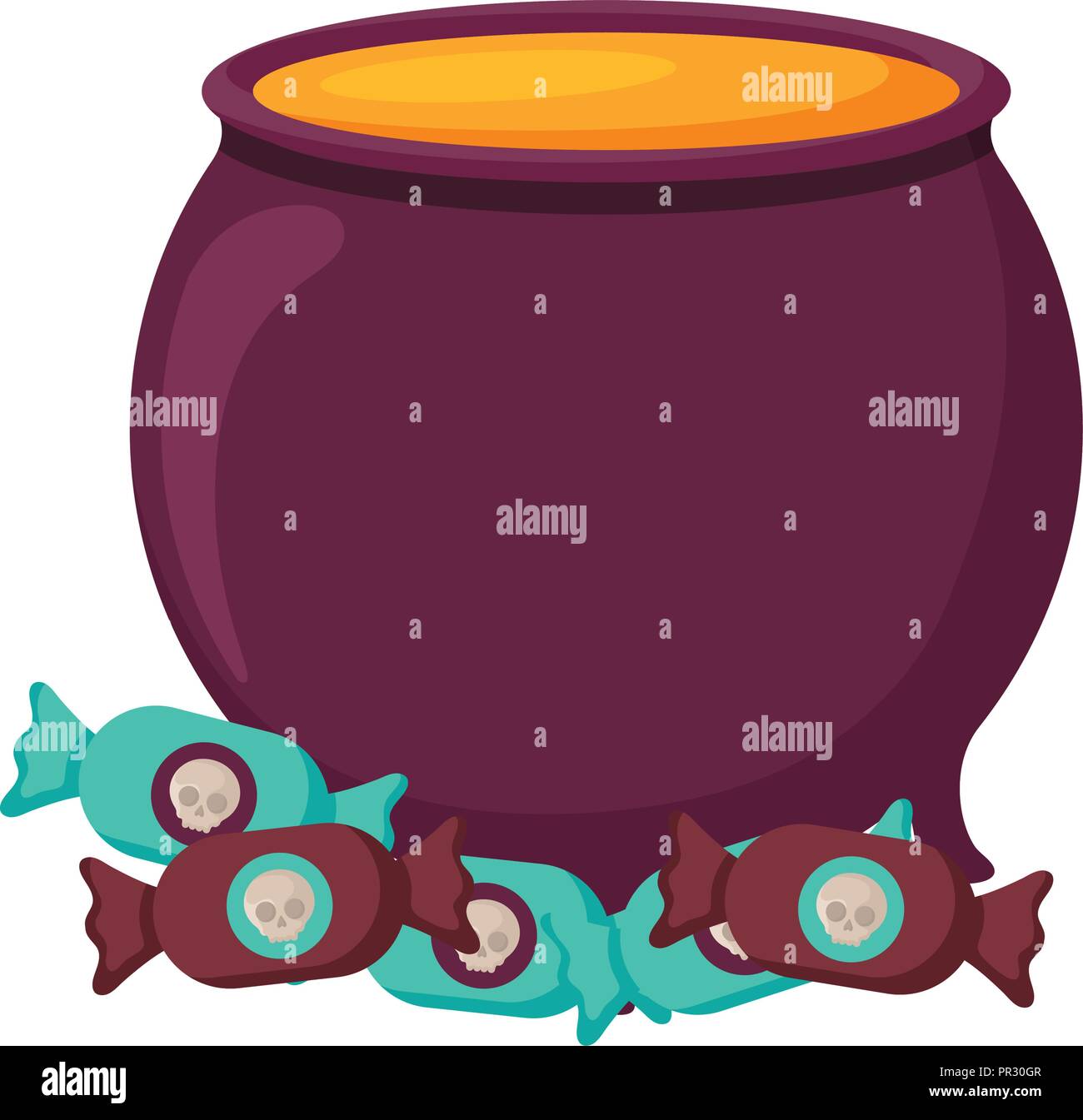 candies and potion pot icon over white background, colorful design ...