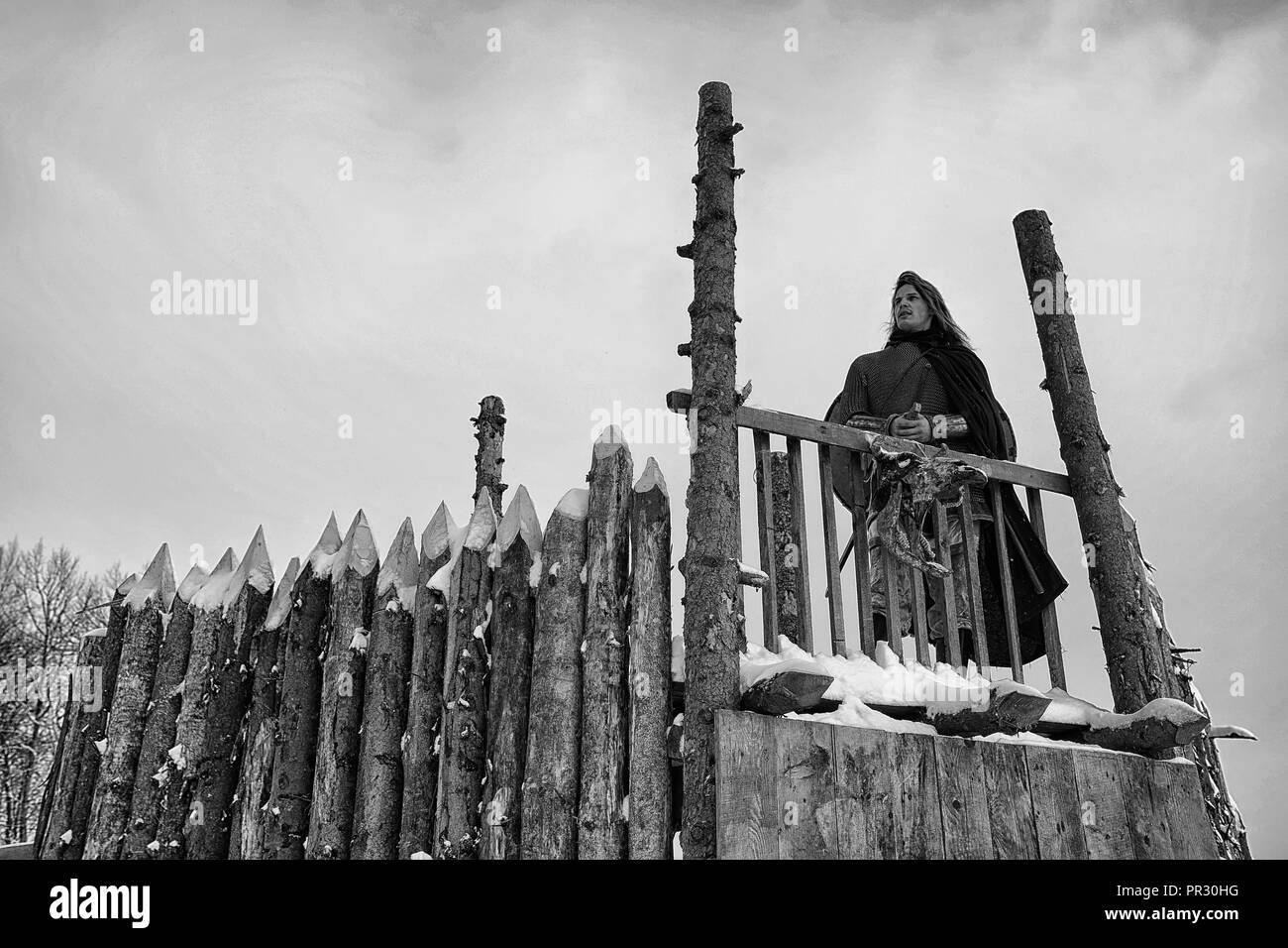 Defender the young warrior in armor Stock Photo - Alamy