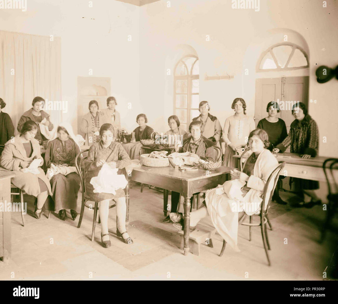 Anna Spafford baby home in Jerusalem. Photo shows a sewing cooperative ...