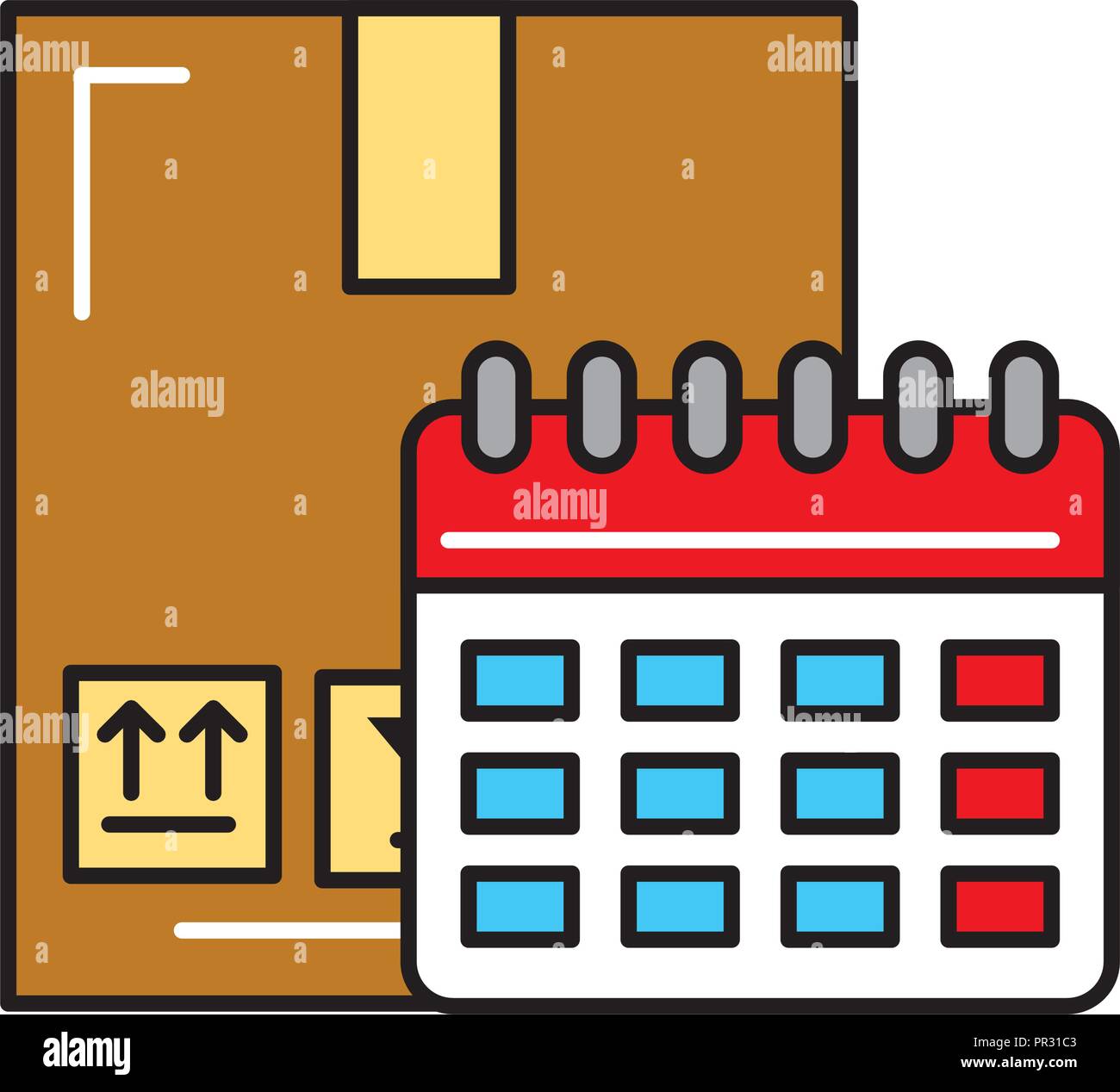 online shopping logistic cardboard box and calendar Stock Vector Image ...