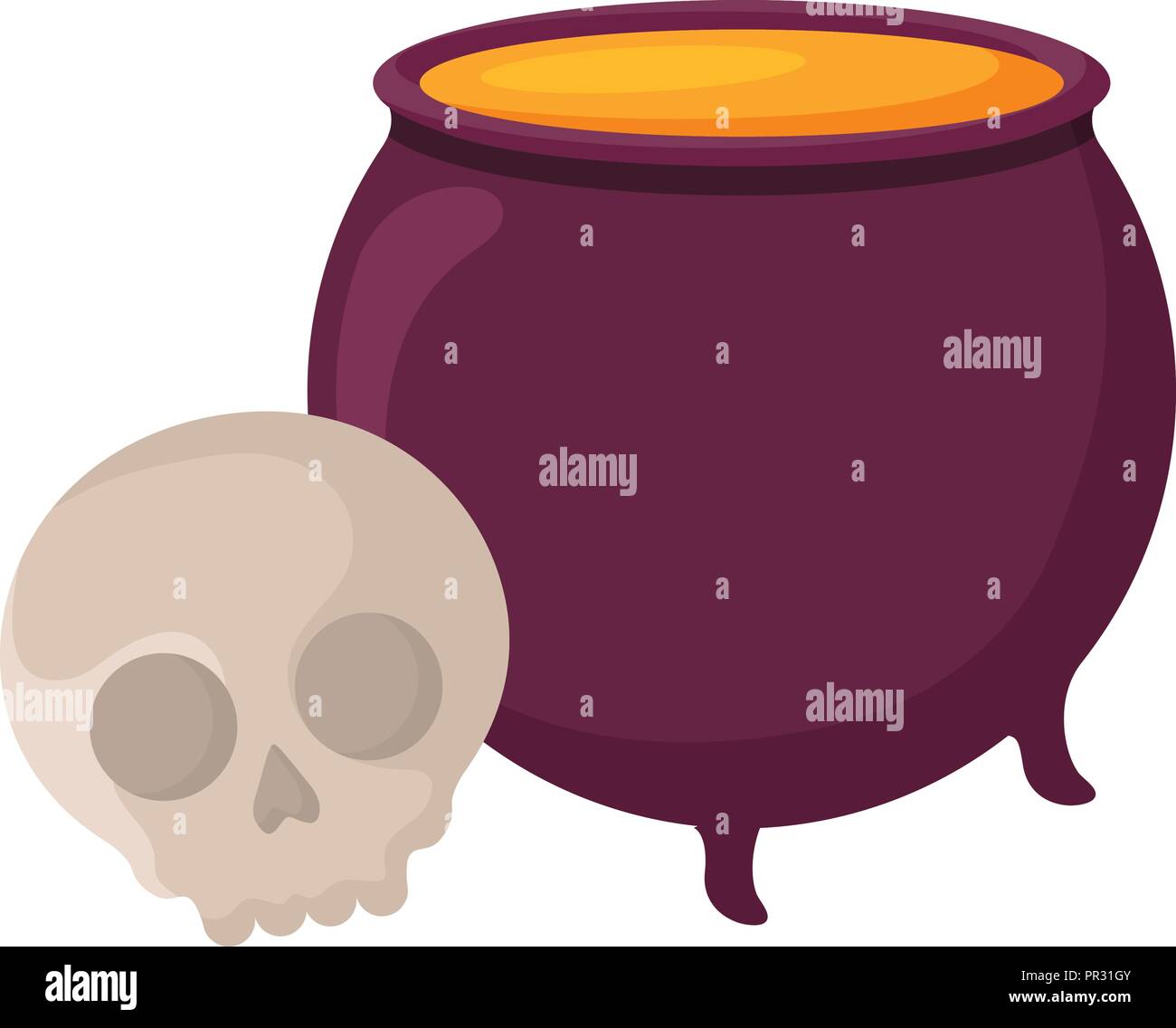 skull and potion pot icon over white background, colorful design ...