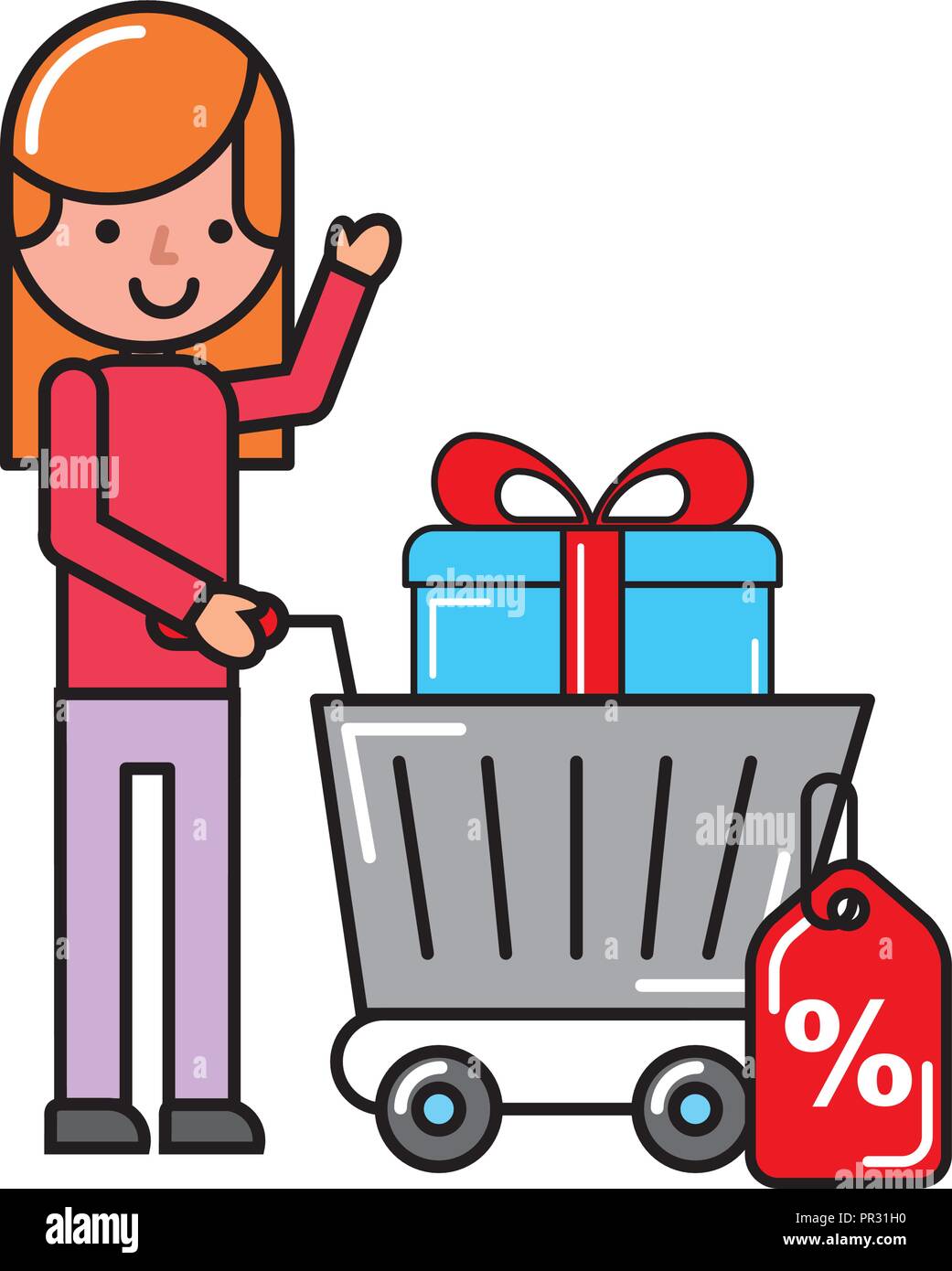 Woman holding laptop credit Stock Vector Images - Alamy