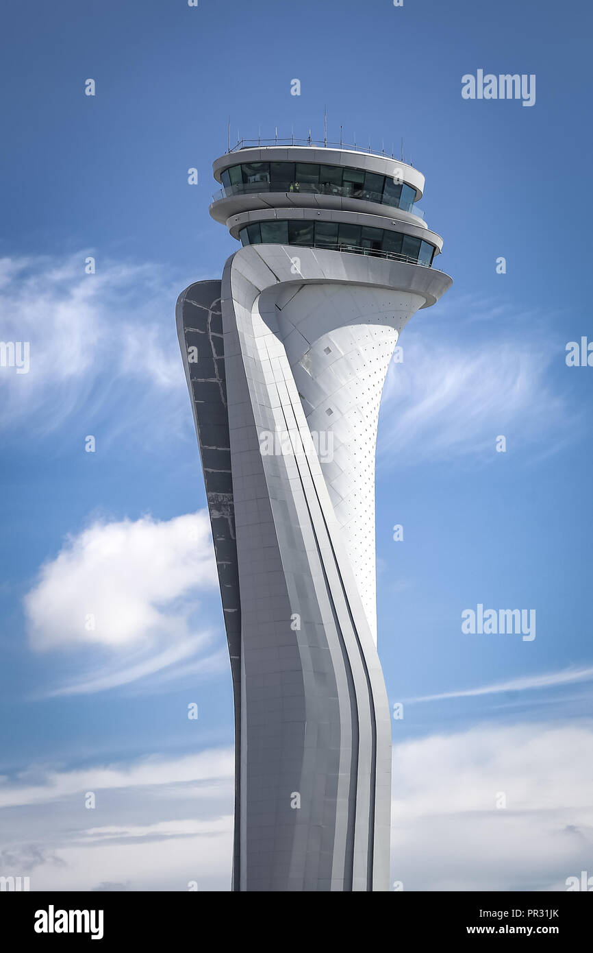 Air traffic control tower of Istanbul new Airport, Turkey Stock Photo ...