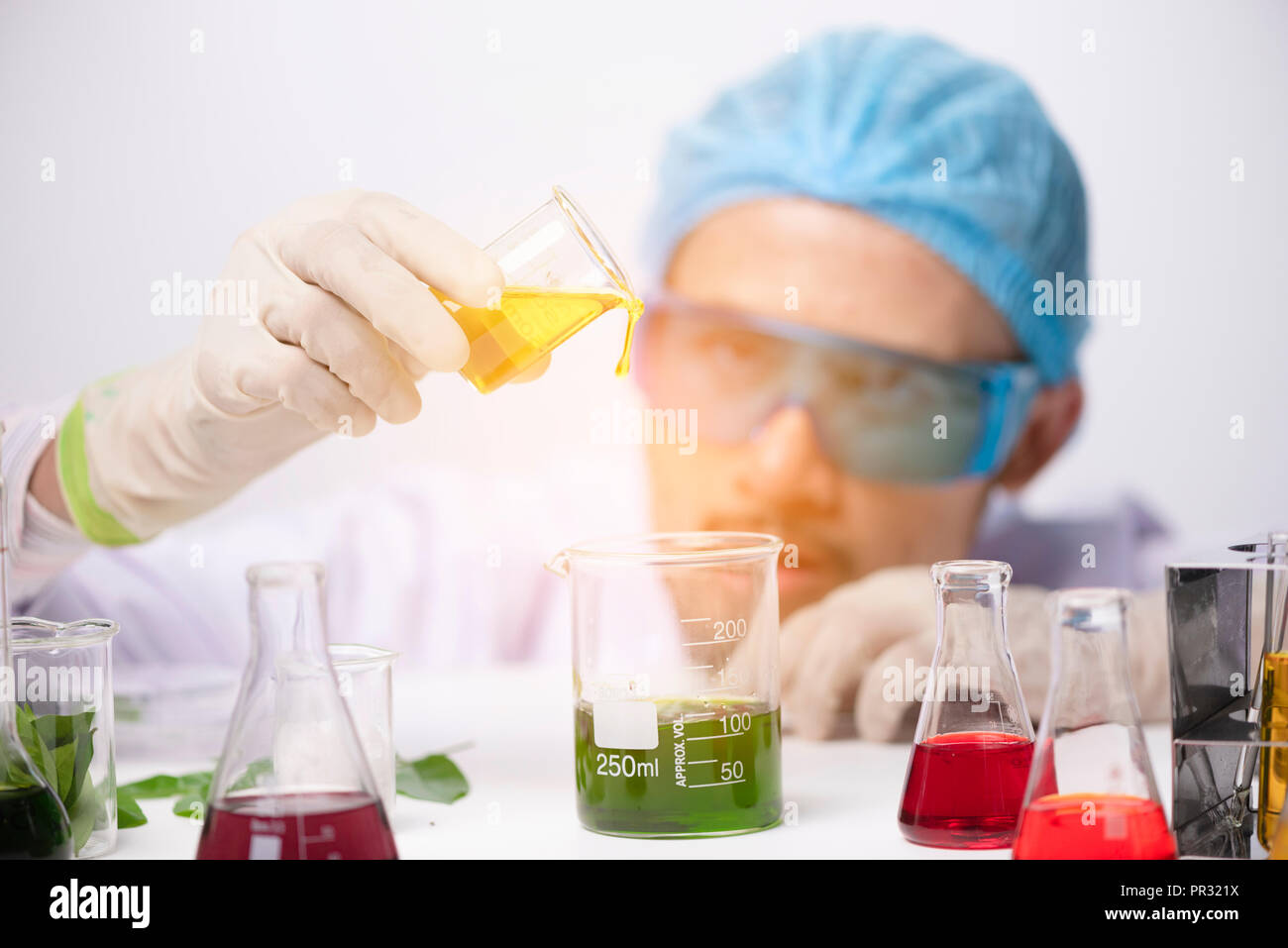 flask of water solution in science laboratory Stock Photo - Alamy