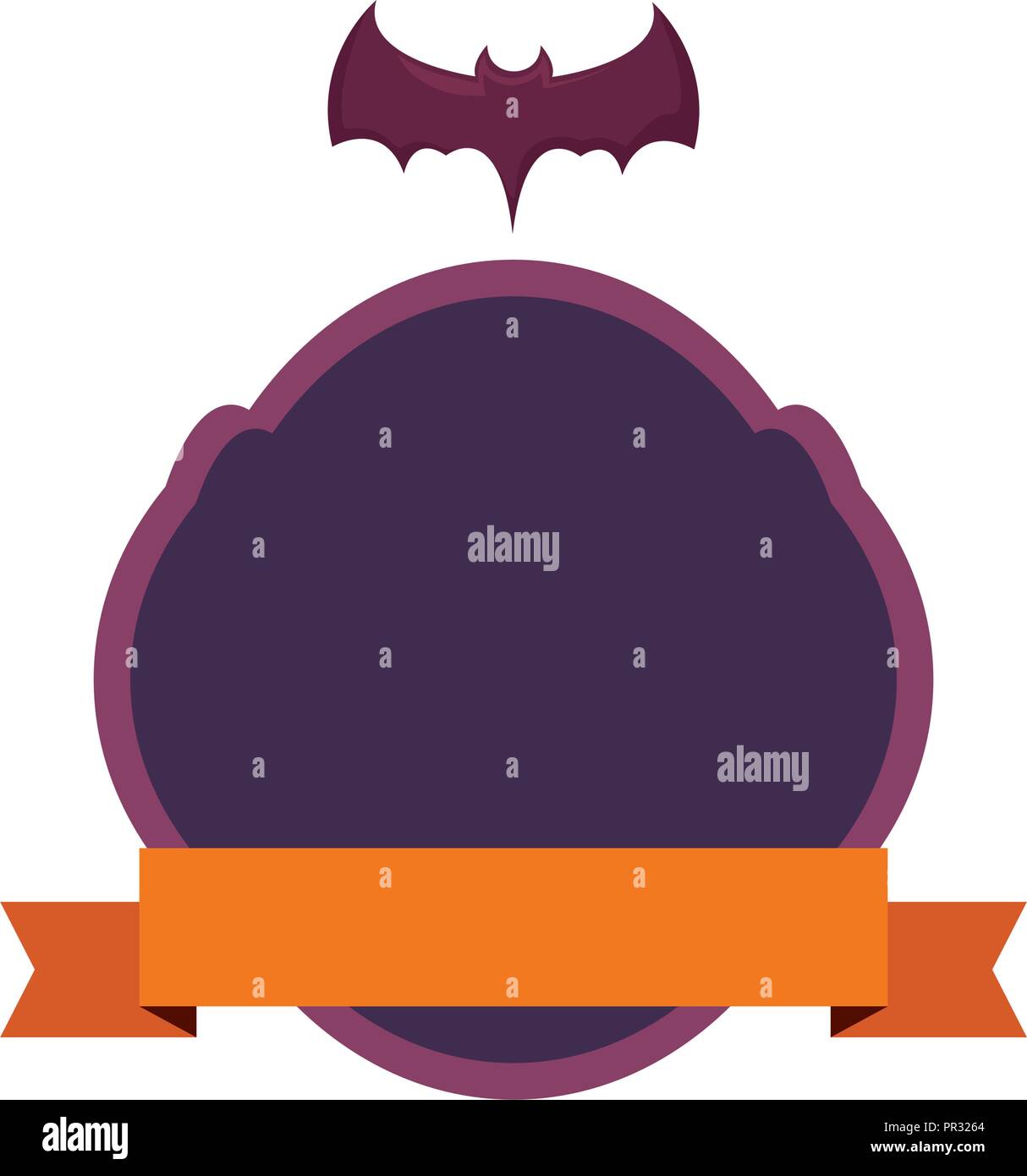 emblem with decorative ribbon and bat over white background, colorful ...