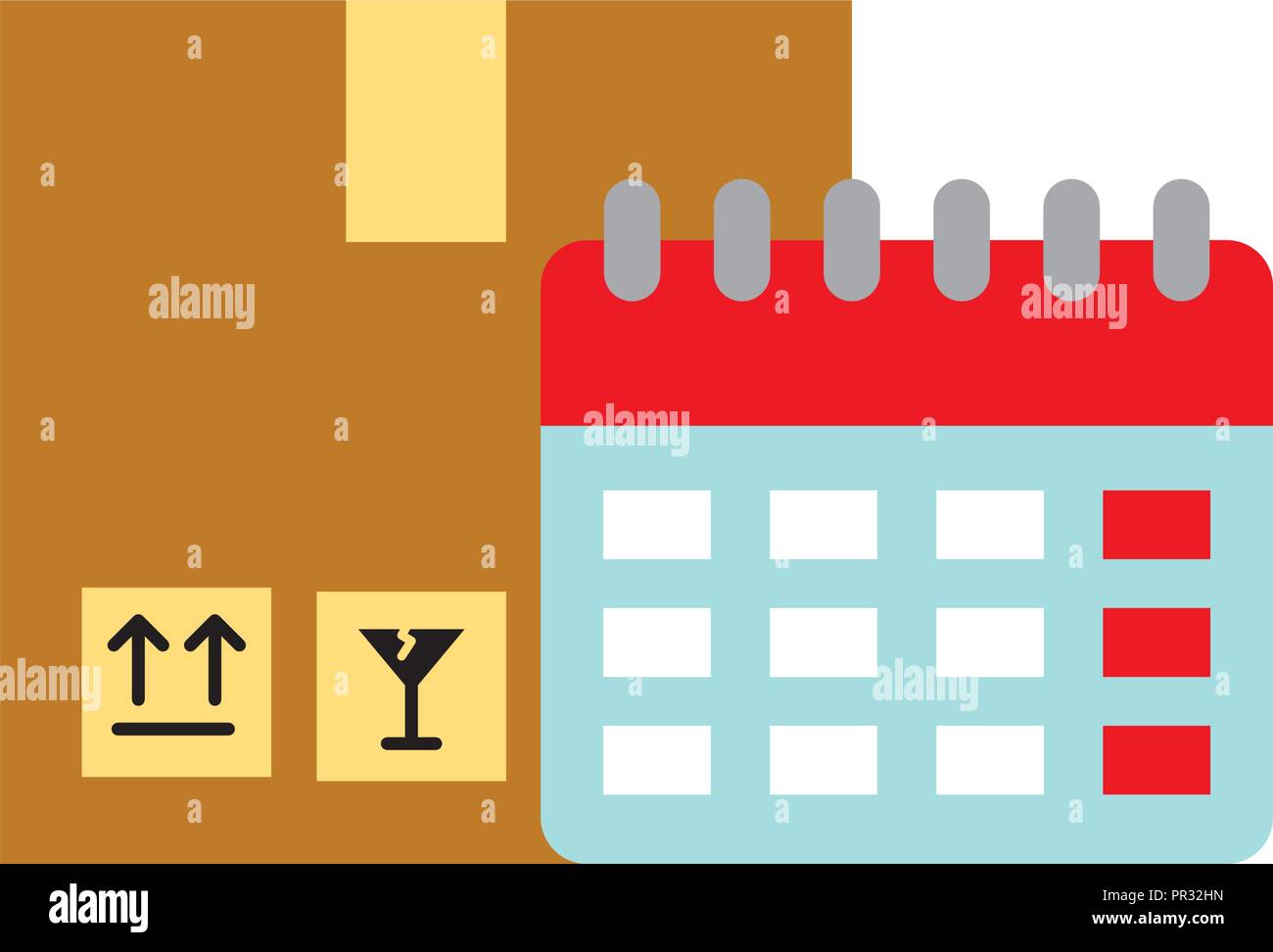 online shopping logistic cardboard box and calendar Stock Vector Image ...