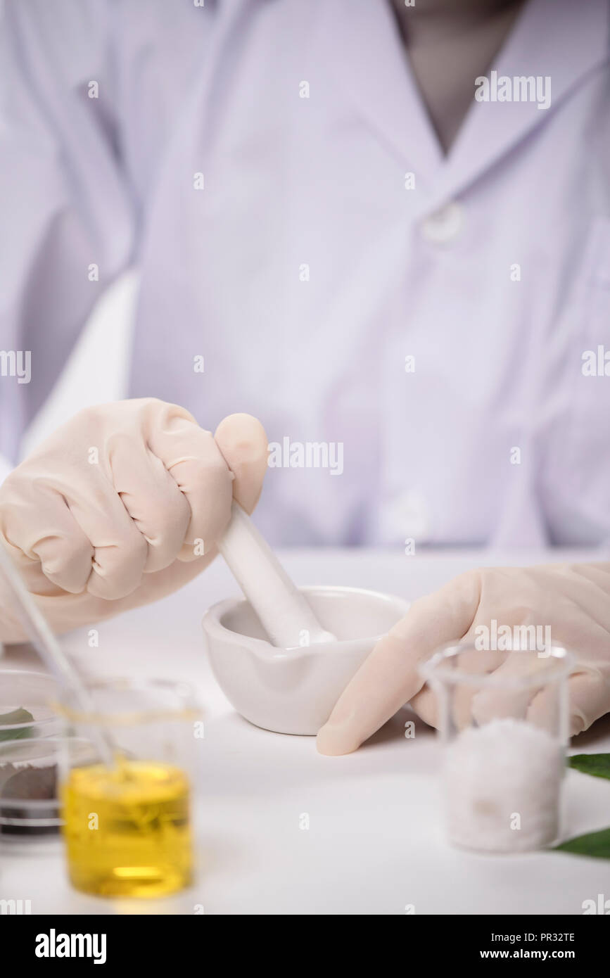Closeup Portrait of Food Researcher Examination Activity of Bio Plant ...