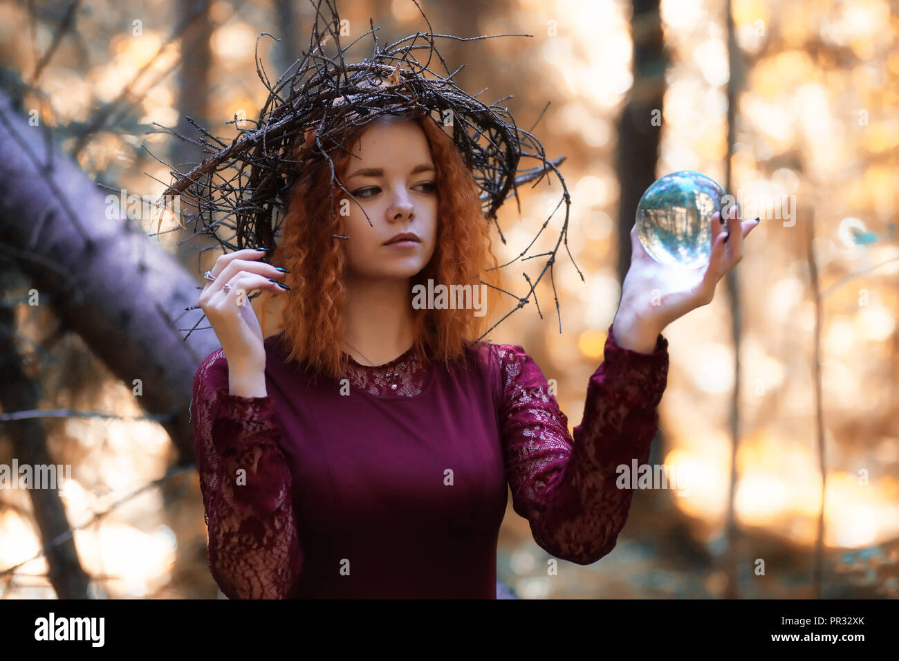 Fortune-teller conducts a ritual autumn Stock Photo - Alamy