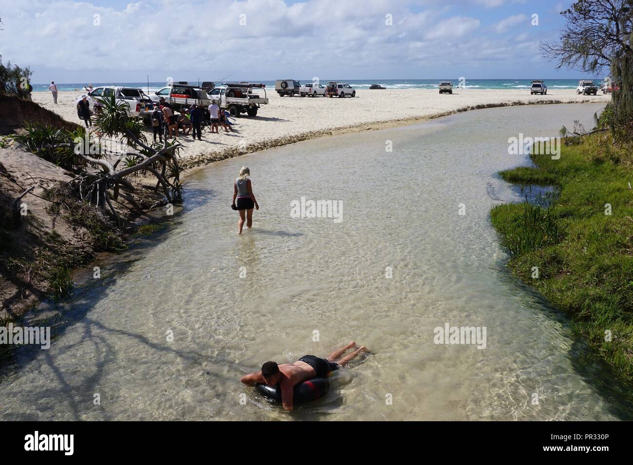 A Day out a Eli Creek, 75 Mile Beach, Fraser Island, Australia Stock ...