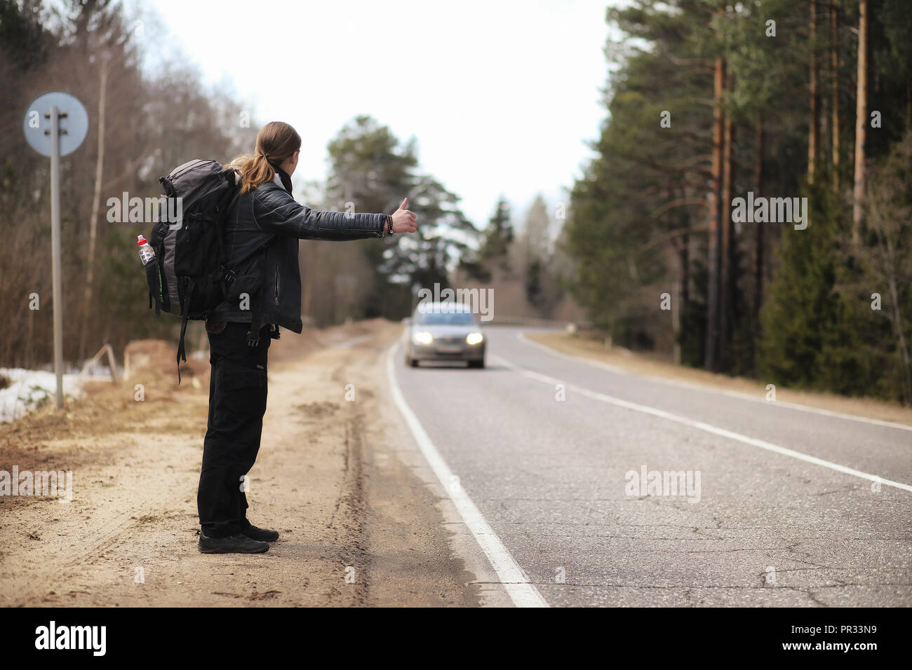 Hitchhiker Man Bag High Resolution Stock Photography and Images - Alamy