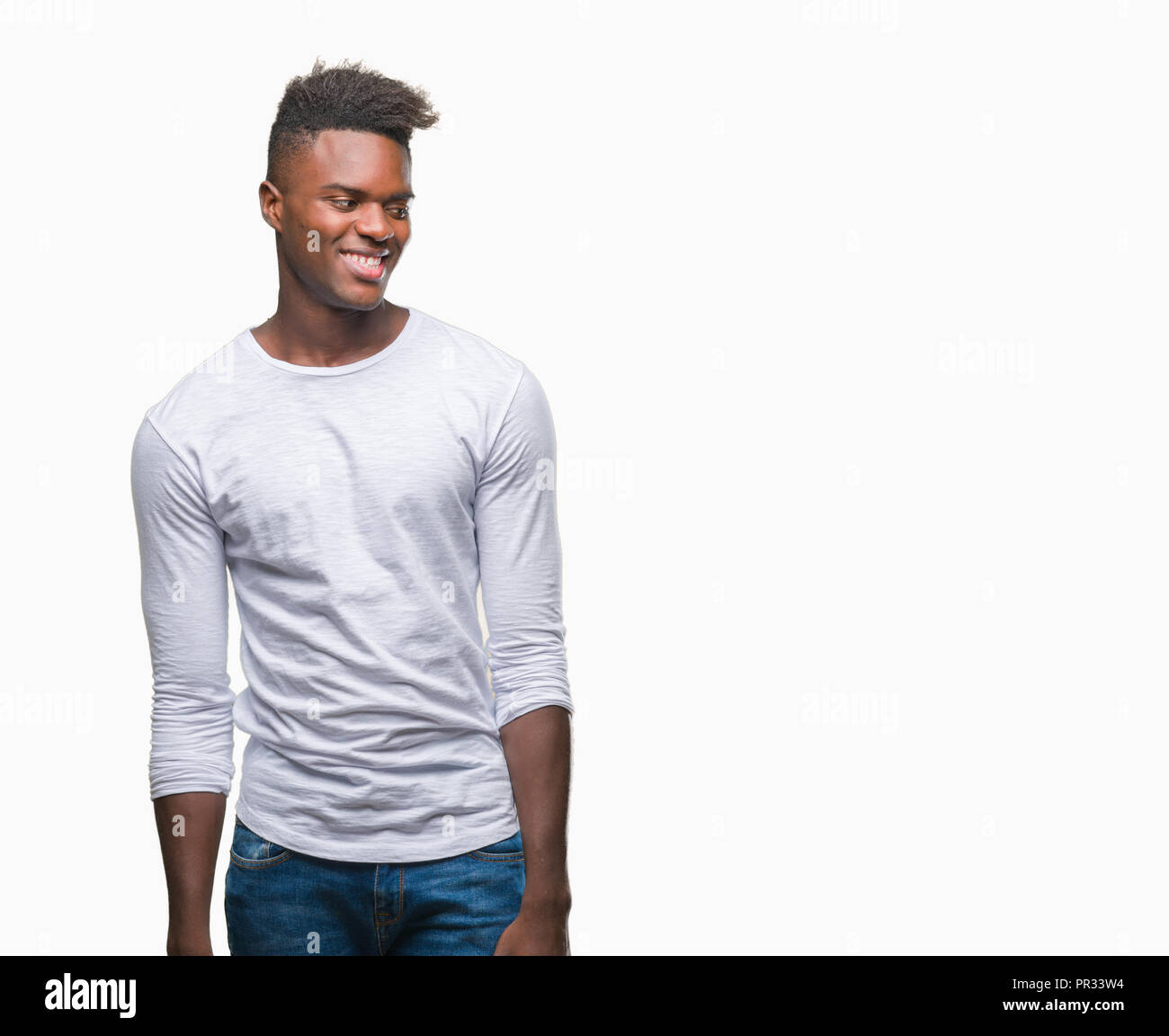 Young african american man over isolated background looking away to ...