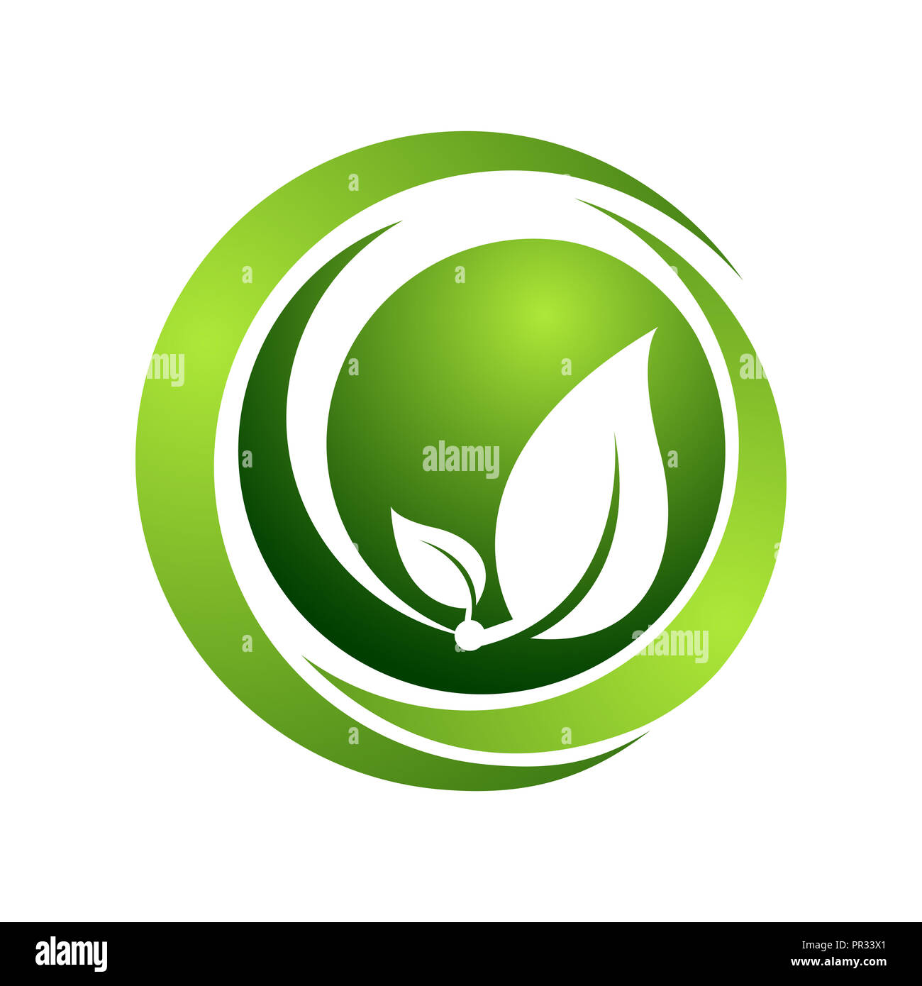 Organic vector logo template concept illustration. circle Green leaves ...