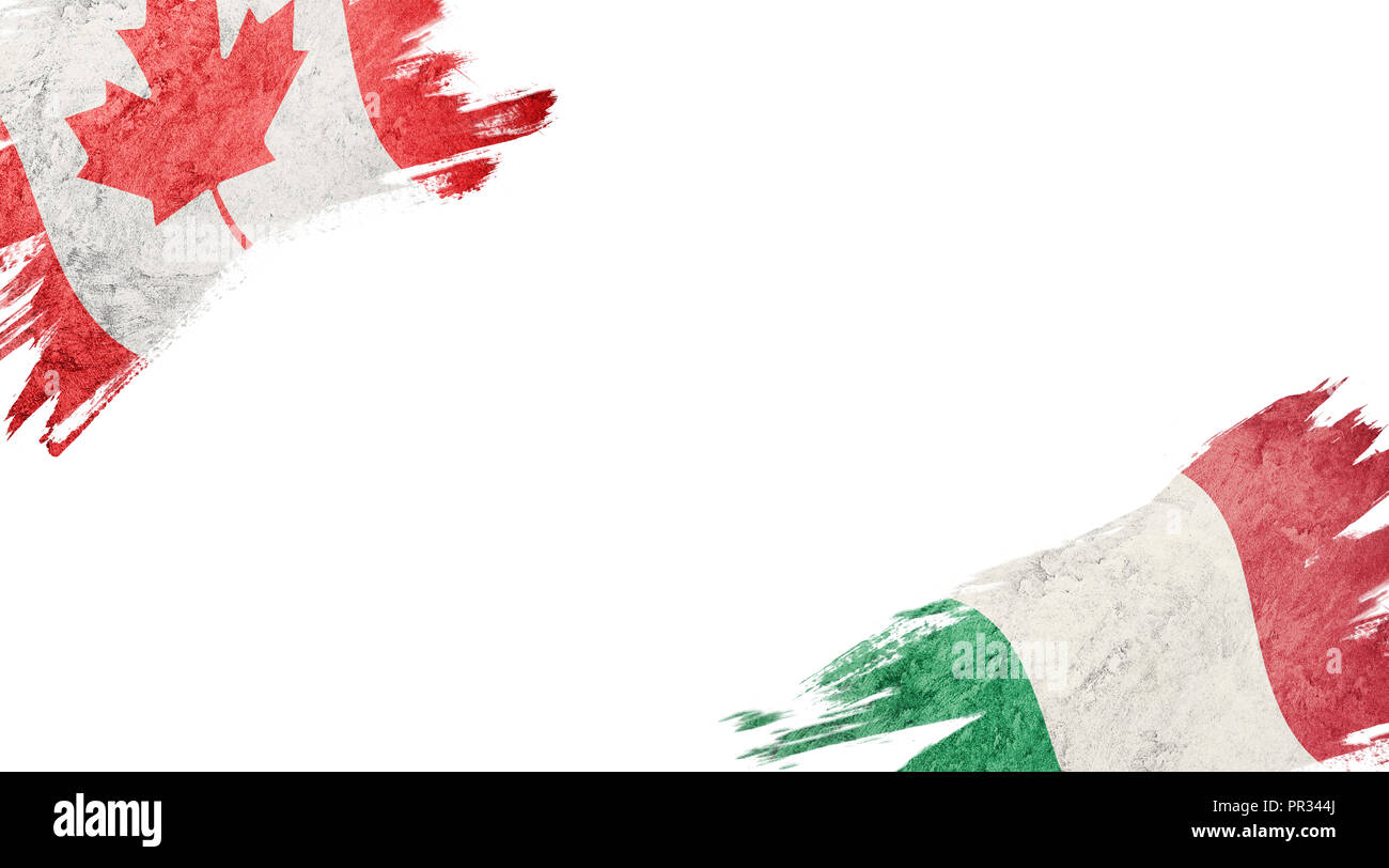 Flags of Canada and Italy on white background Stock Photo - Alamy