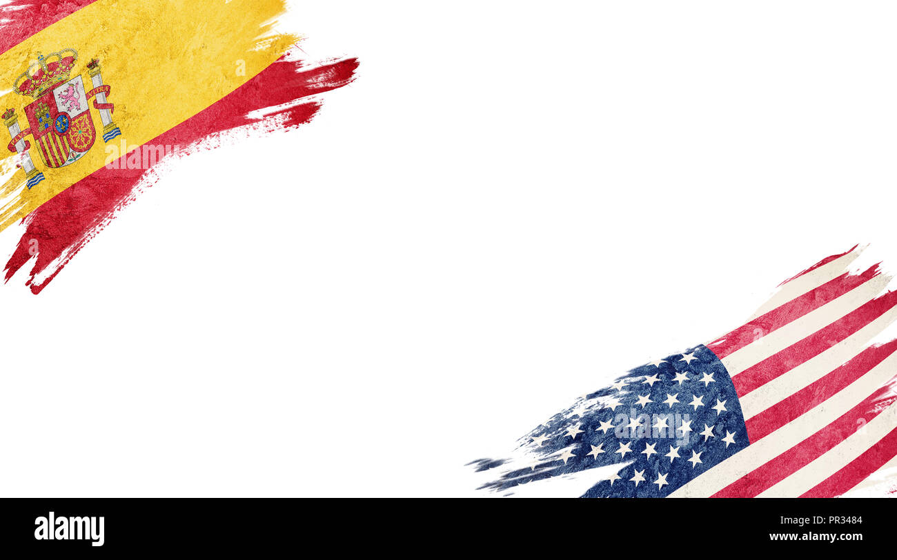 Flags of Spain and USA on white background Stock Photo - Alamy