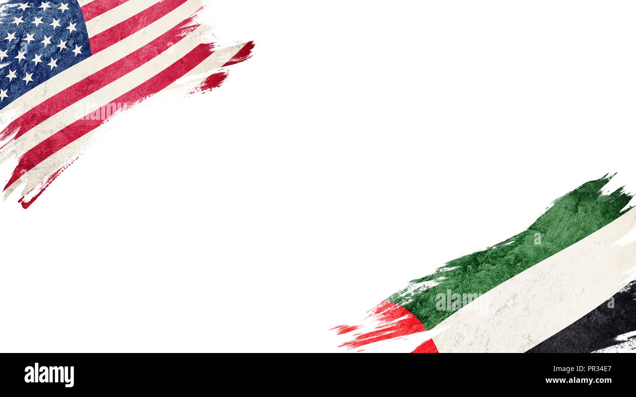 Flags of USA and UAE on white background Stock Photo - Alamy