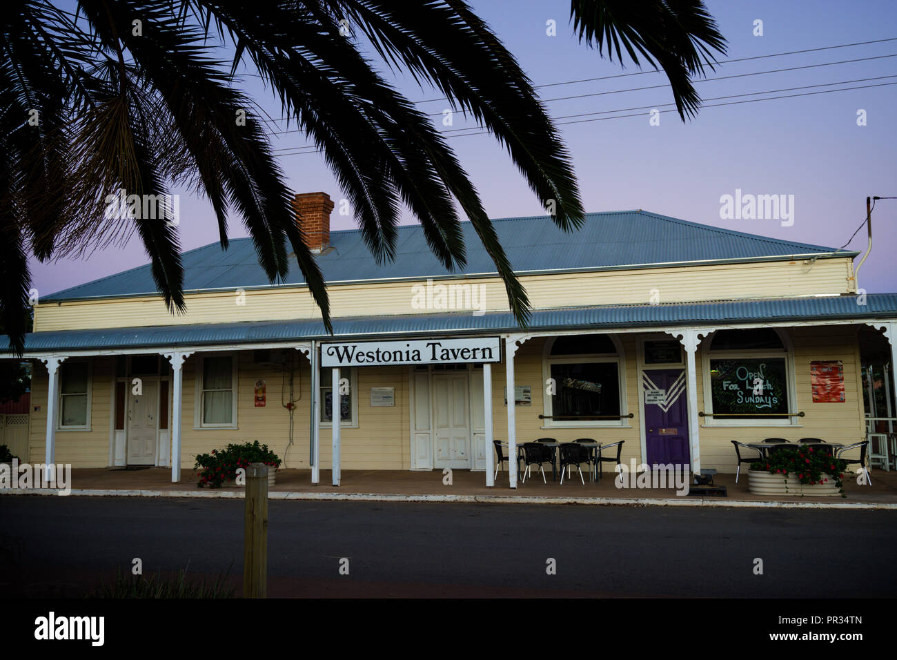 Colourful facades on Westonia's main street, Wolfram Street, reflecting ...