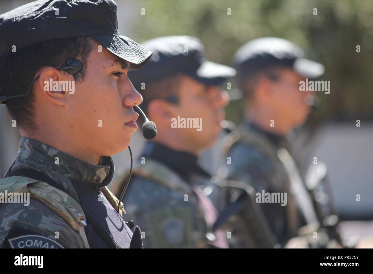 Special Operations soldiers from Brazil line up during a display ...
