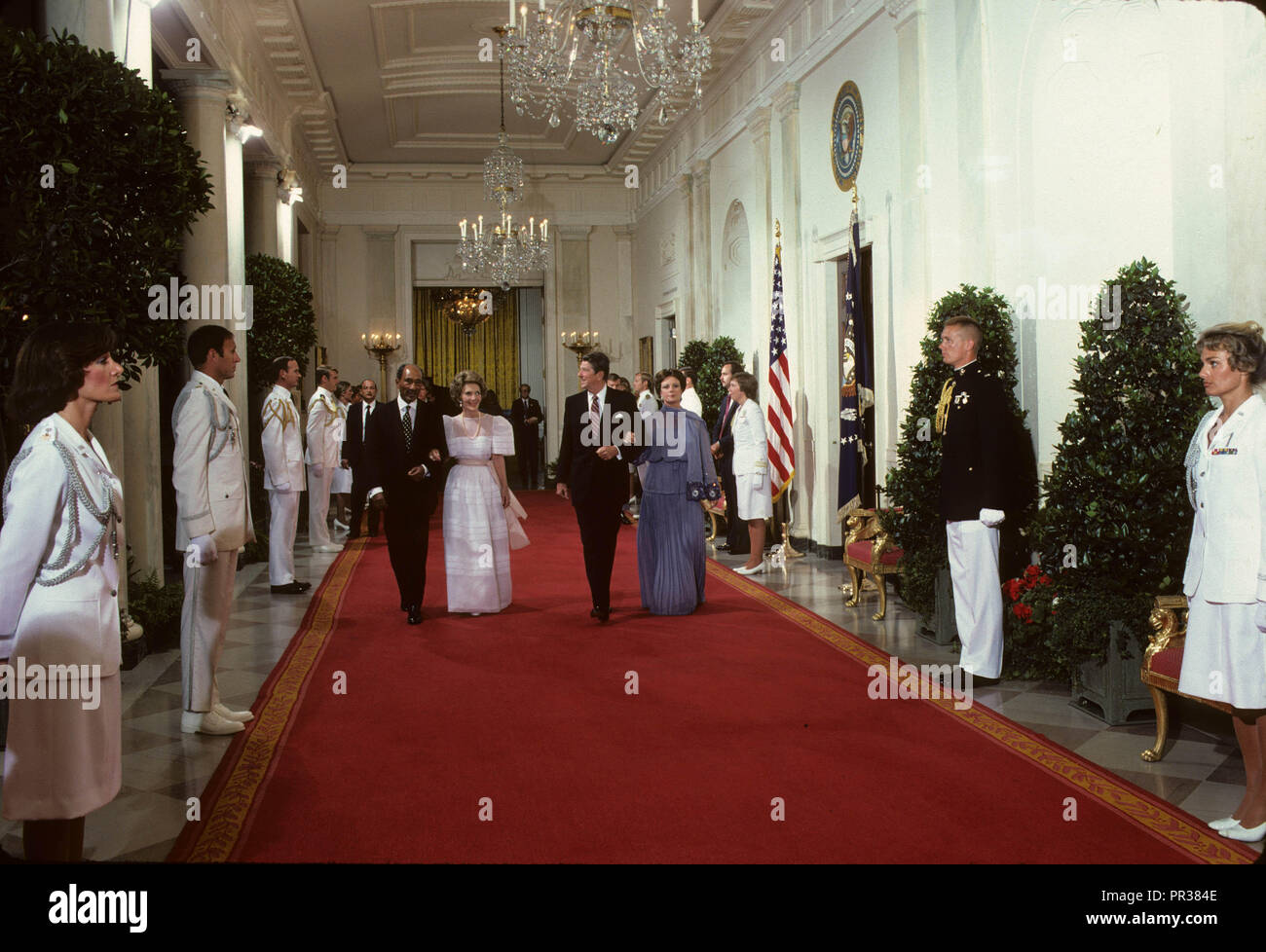 President Ronald Reagan and First Lady Nancy Reagan and President Sadat ...