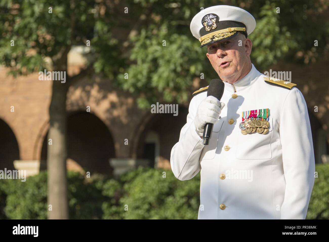 U.S. Navy Rear Adm. Brent W. Scott, chaplain of the Marine Corps, gives ...