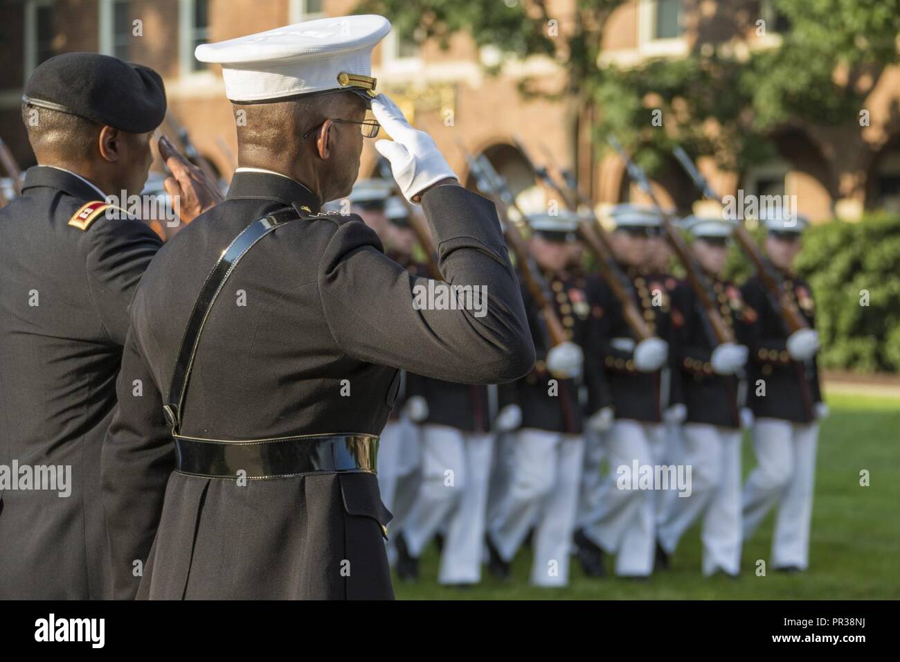 U.S. Marine Corps Lt. Gen. Ronald L. Bailey salutes during his ...
