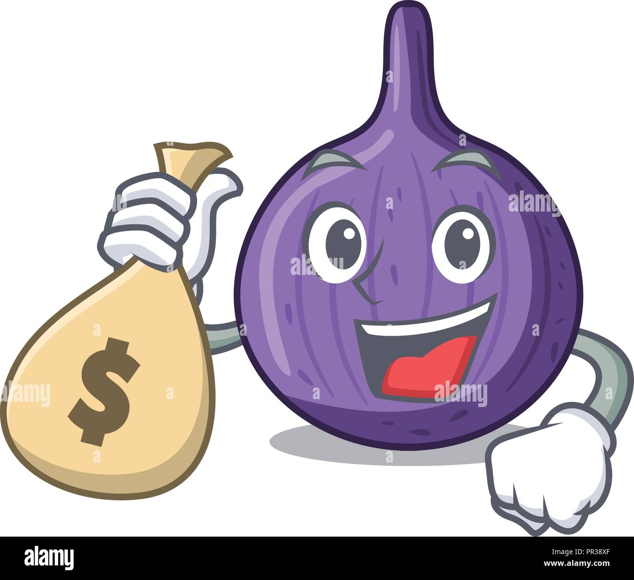 With money bag character fig fruit for healthy lifestyle vector ...