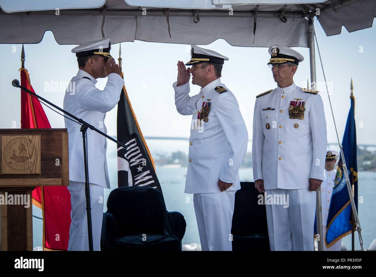 SAN DIEGO (July 27, 2017) Capt. Carlos Sardiello, oncoming commanding ...