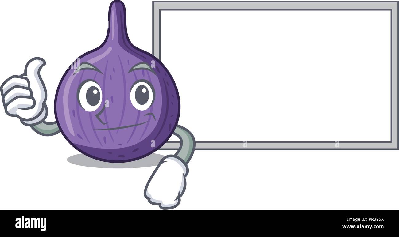Thumbs up with board character fig fruit for healthy lifestyle vector ...