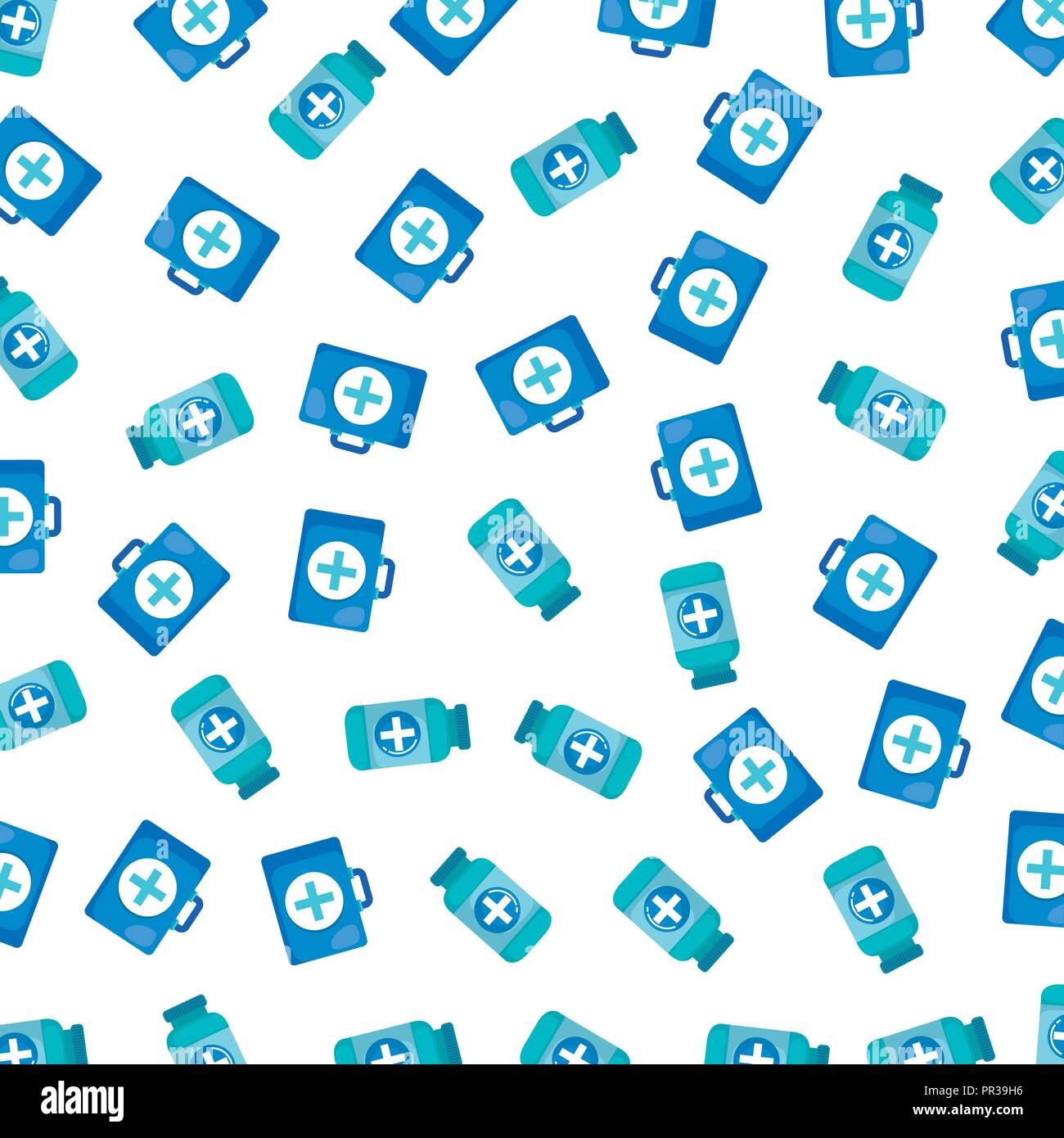 medical kit and bottles pattern background vector illustration design ...
