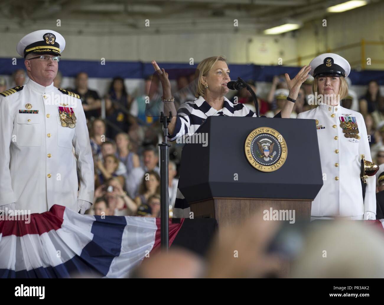 NORFOLK, Va. (July 22, 2017) – Susan Ford Bales, USS Gerald R. Ford’s ...