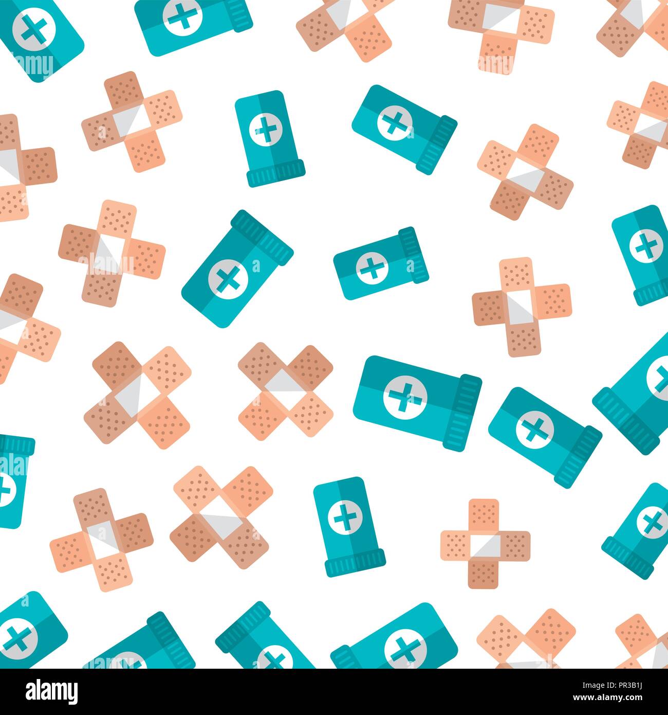 cure band and botles drugs pattern background vector illustration ...