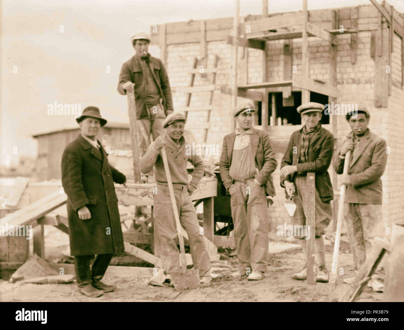 Jewish colonies. Haifa Bay project. Building & sand tractors. 1934 ...