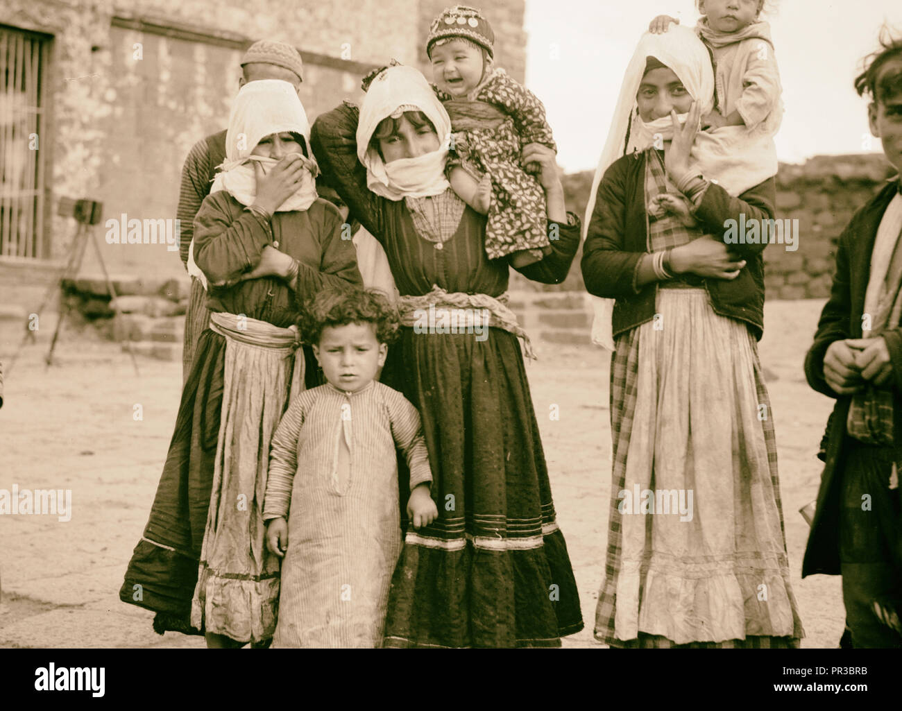 Jebel el-Druze & Hauran. Kanawat. Druze maidens & children on Roman ...