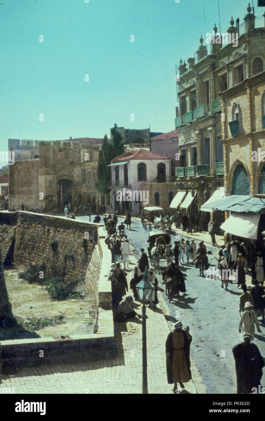 Jerusalem. Street scene inside Jaffa Gate. 1950, Jerusalem, Israel ...