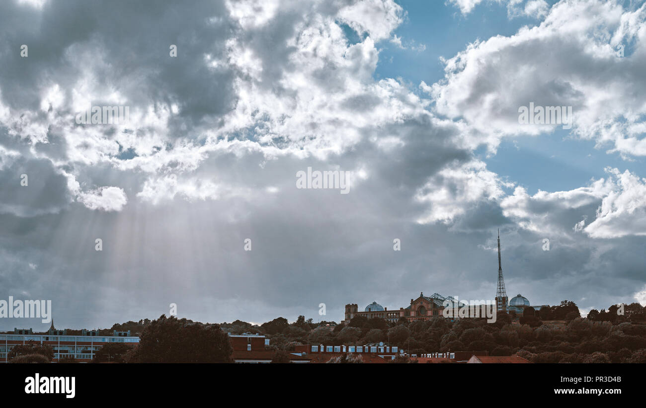 Dramatic sky above Alexandra Palace in Alexandra Park. London, UK Stock ...