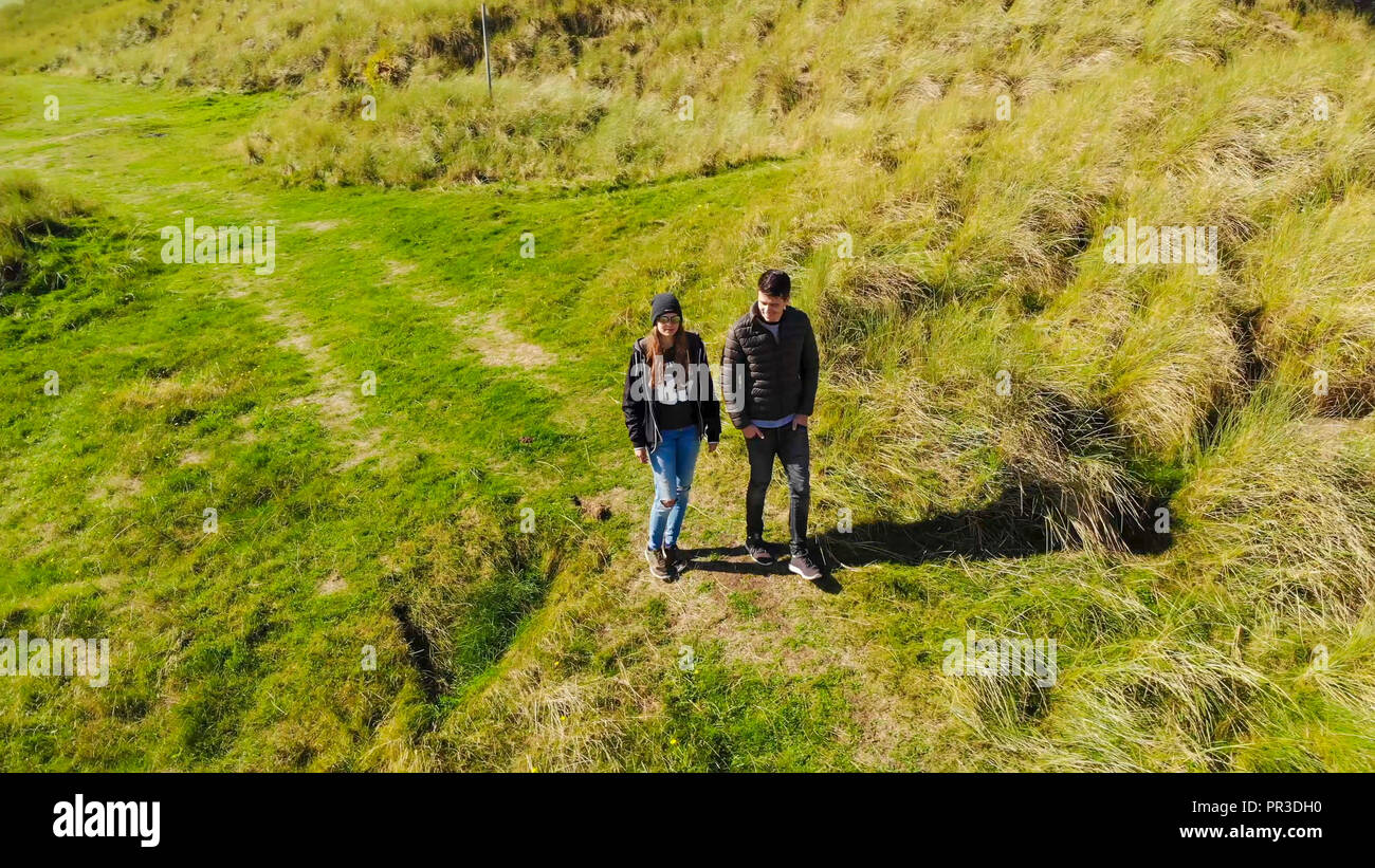 Aerial view young couple walking hi-res stock photography and images ...