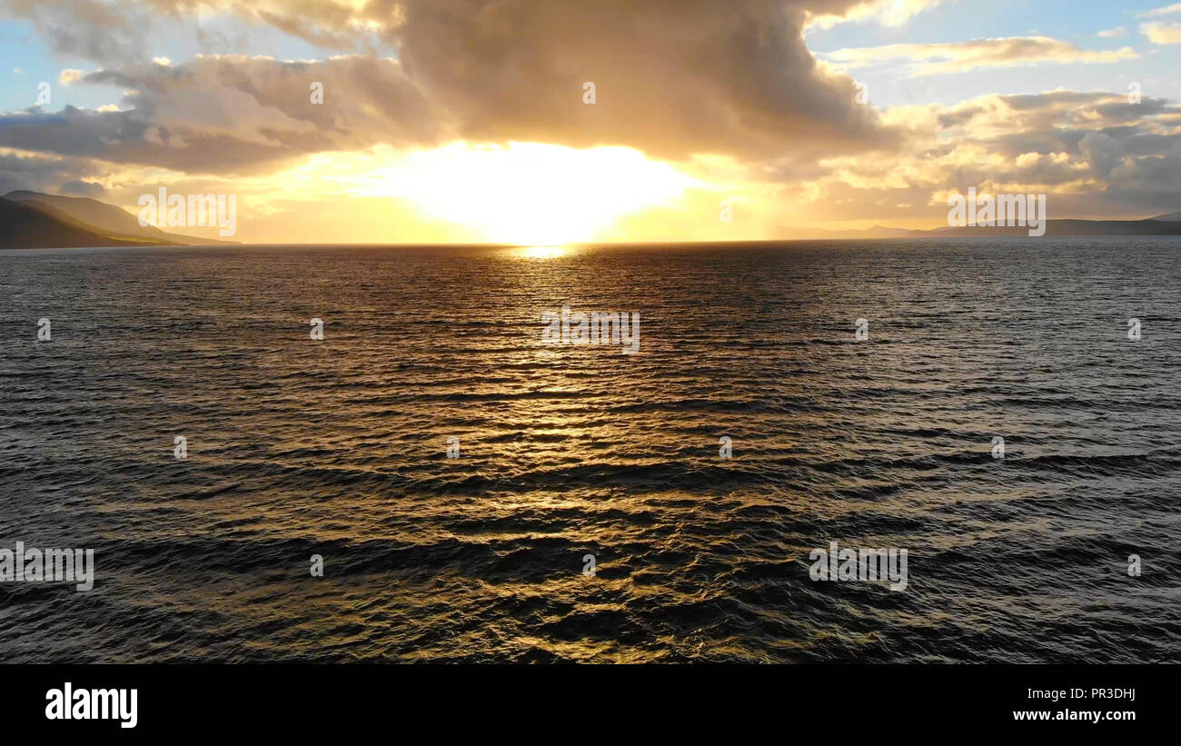 Aerial view over the Atlantic Ocean at Sunset Stock Photo - Alamy