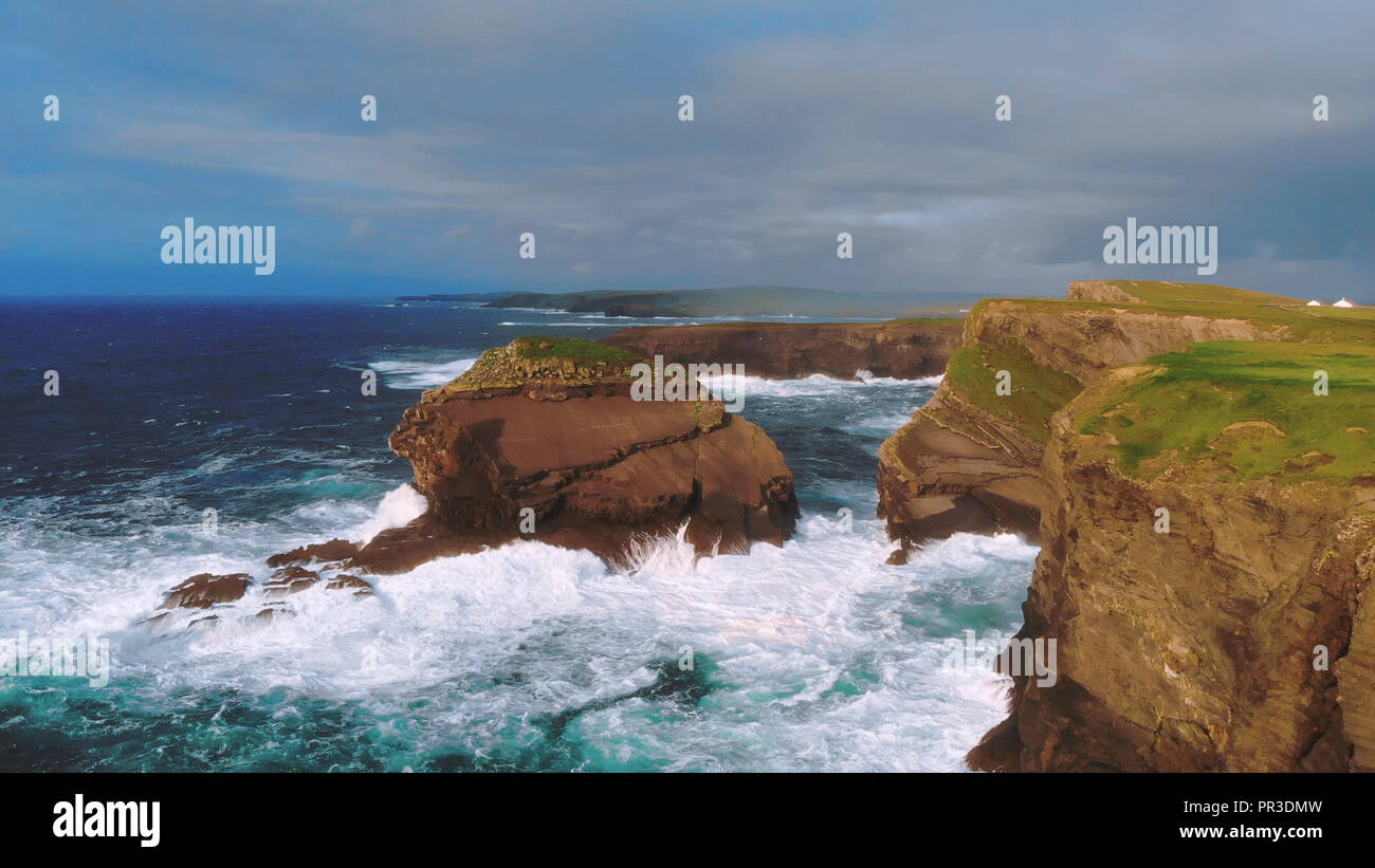 Aerial view over the steep cliffs of Kilkee Stock Photo - Alamy