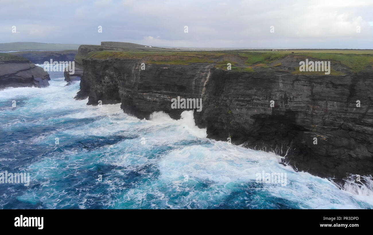 Aerial view over the cliffs of Kilkee in Ireland Stock Photo - Alamy