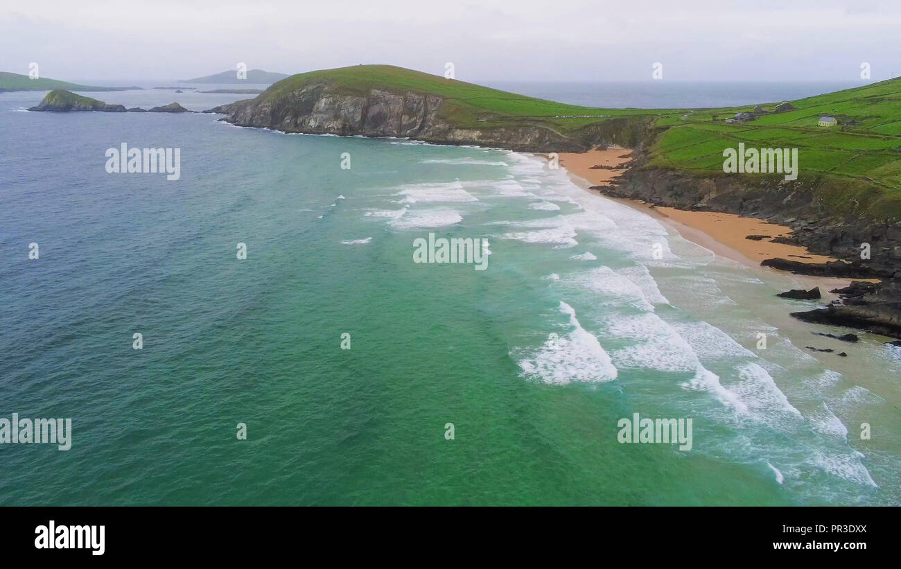 Beautiful blue Atlantic Ocean water at Dingle Peninsula coastline Stock ...
